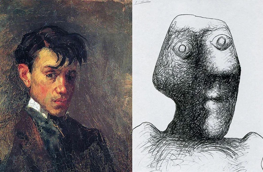 Le premier autoportrait (1896) et le dernier (1972) de Pablo Picasso